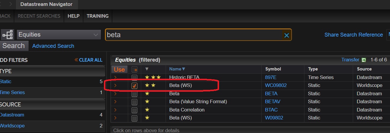 Sourcing company Betas in LSEG Workspace and Datastream - Cranfield ...