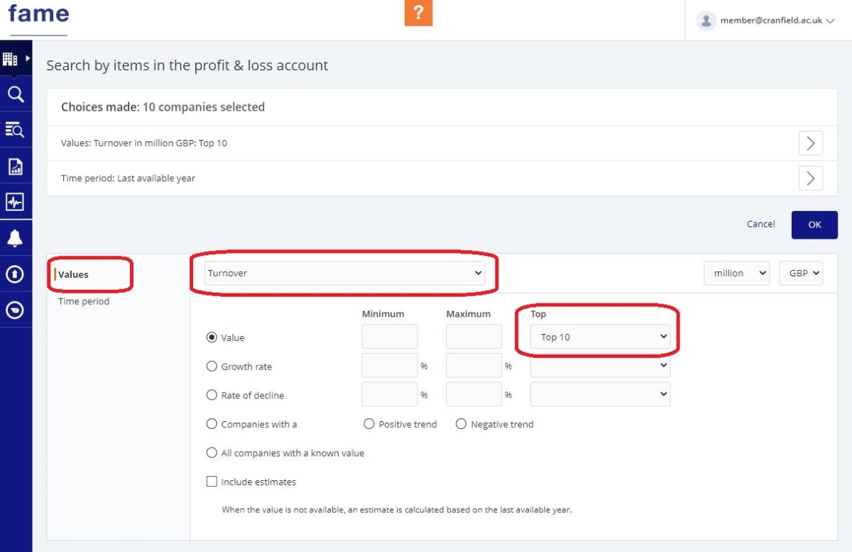 Running a peer analysis in Fame - Cranfield University Blogs