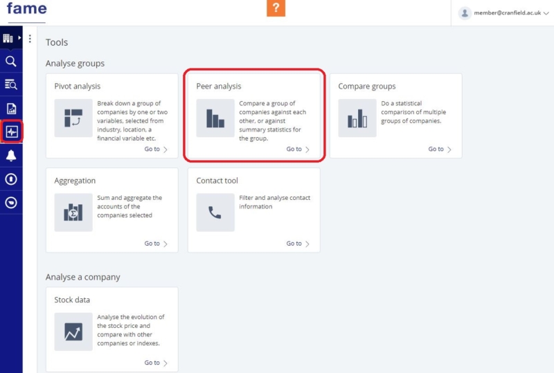Running a peer analysis in Fame - Cranfield University Blogs