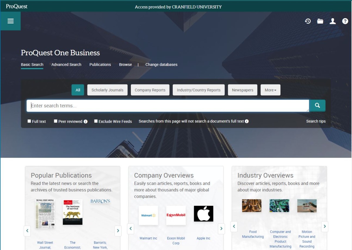 Introducing... ProQuest One Business - Cranfield University Blogs