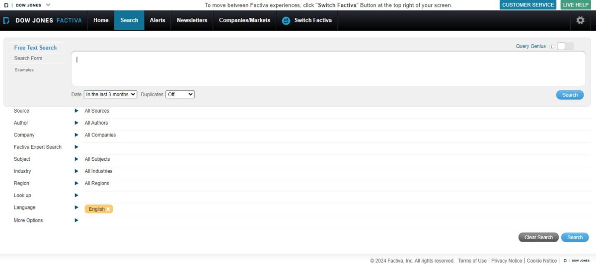 Changes to the Factiva interface - Cranfield University Blogs