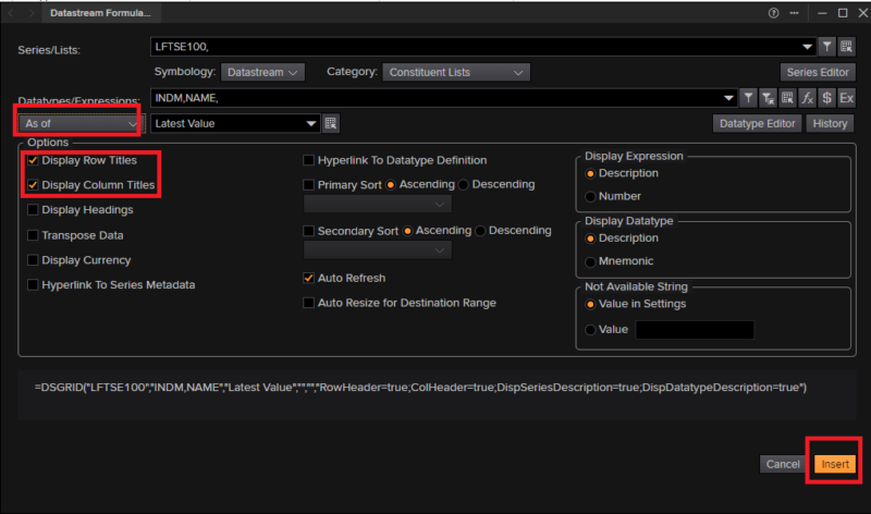 Creating and using constituent lists in Datastream - Cranfield ...